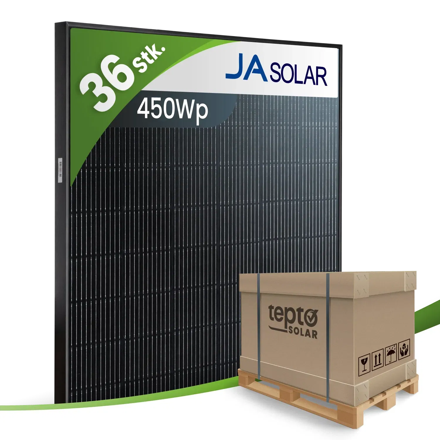 JA Solar JAM54D41-LB/450Wp Bifazial Glas-Glas Fullblack (Palette)